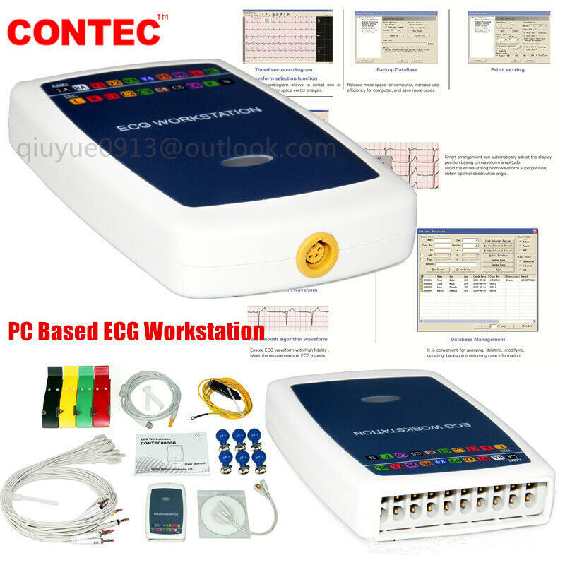 CONTEC8000GW 12-lead Resting ECG/EKG Workstation System PC Software EL – ContecEurope