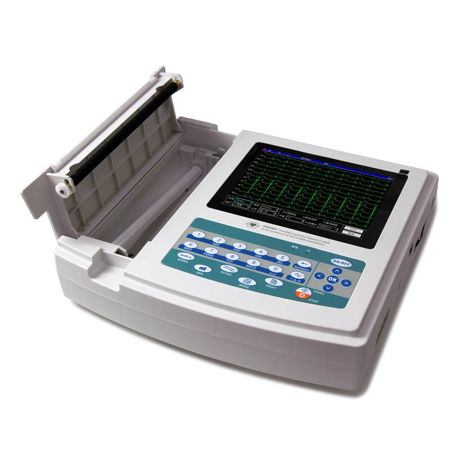 ECG1200G Digital 12 channel/lead EKG ECG Machine, Electrocardiograph T ...