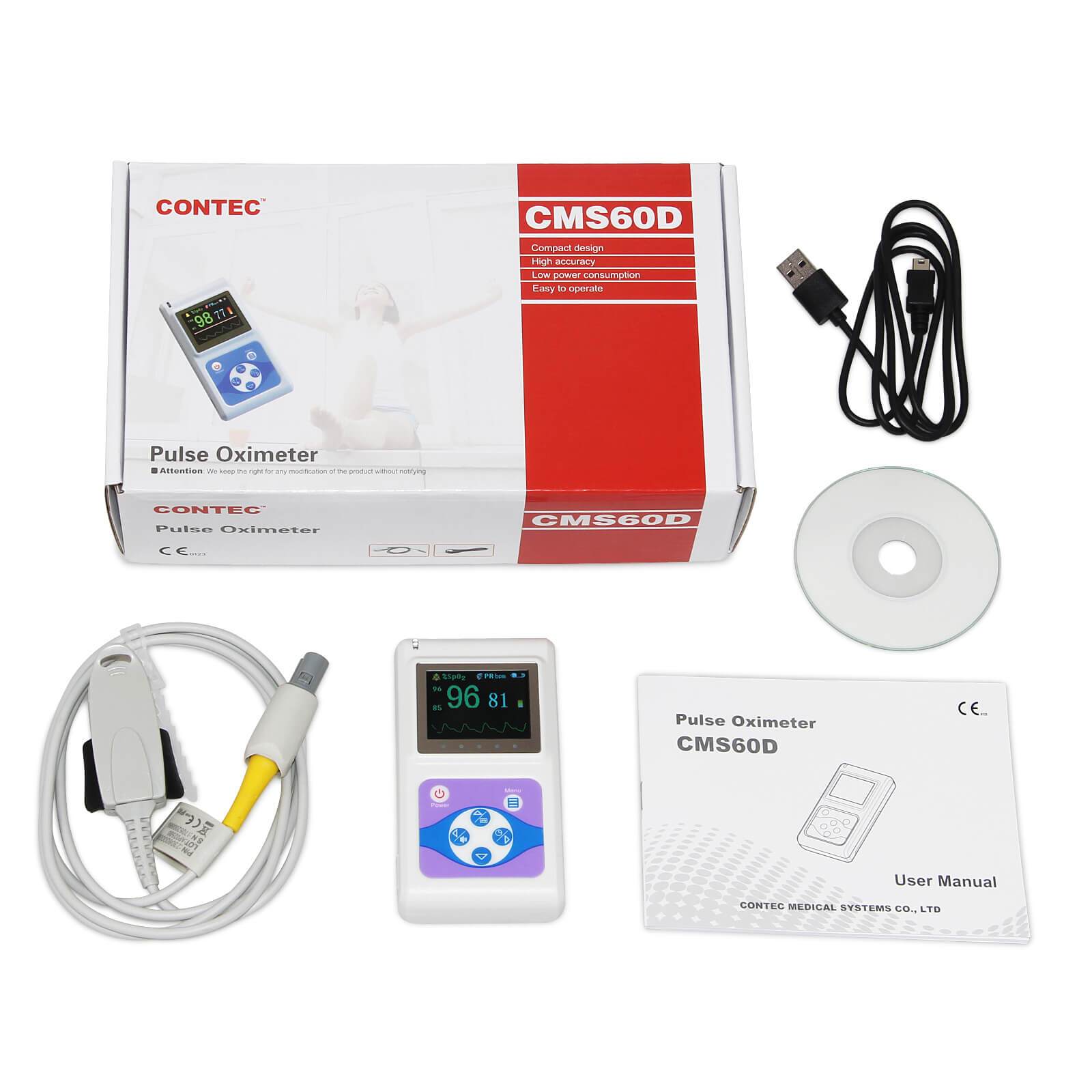 CMS60D Handheld Pulse Oximeter+Adult,Paediatric & Neonatal 3 Probes CO ...